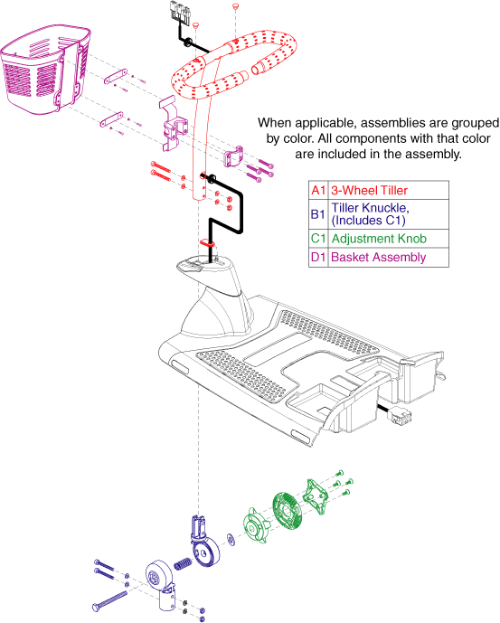 Go-Go Elite Traveller Plus 3-Wheel (SC53) - Frame Assemblies - Tiller ...