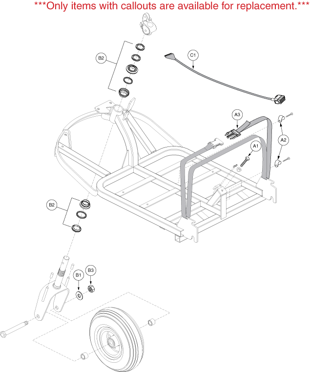 Pride Legend (SC3000) - Frame - 3 Wheel Front – Monster Scooter Parts