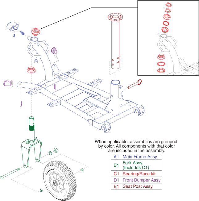 Go-Go ES (S83) - Frame Assemblies - Front – Monster Scooter Parts