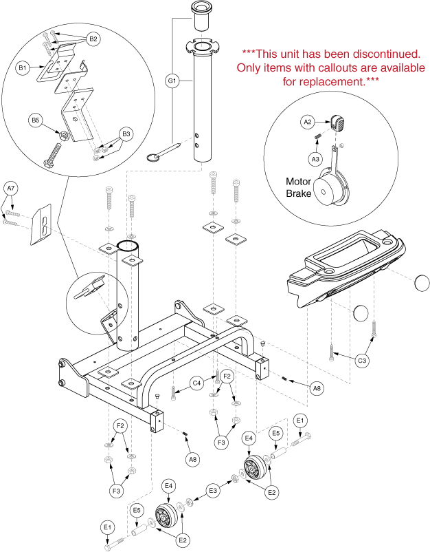 Go-Go Ultra 4-Wheel (SC40U) - Frame Assemblies - Rear – Monster Scooter ...
