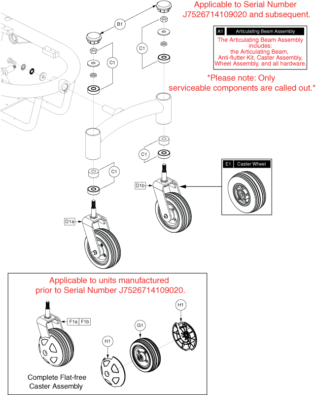 Quantum Q610 - Articulating Beam / Wheels – Monster Scooter Parts