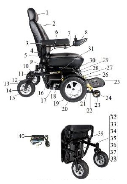 Drive Medical Trident HD Parts Diagram – Monster Scooter Parts