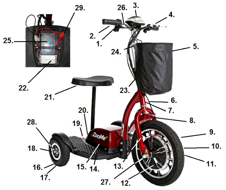 Drive Medical ZooMe 3 Parts Diagram – Monster Scooter Parts