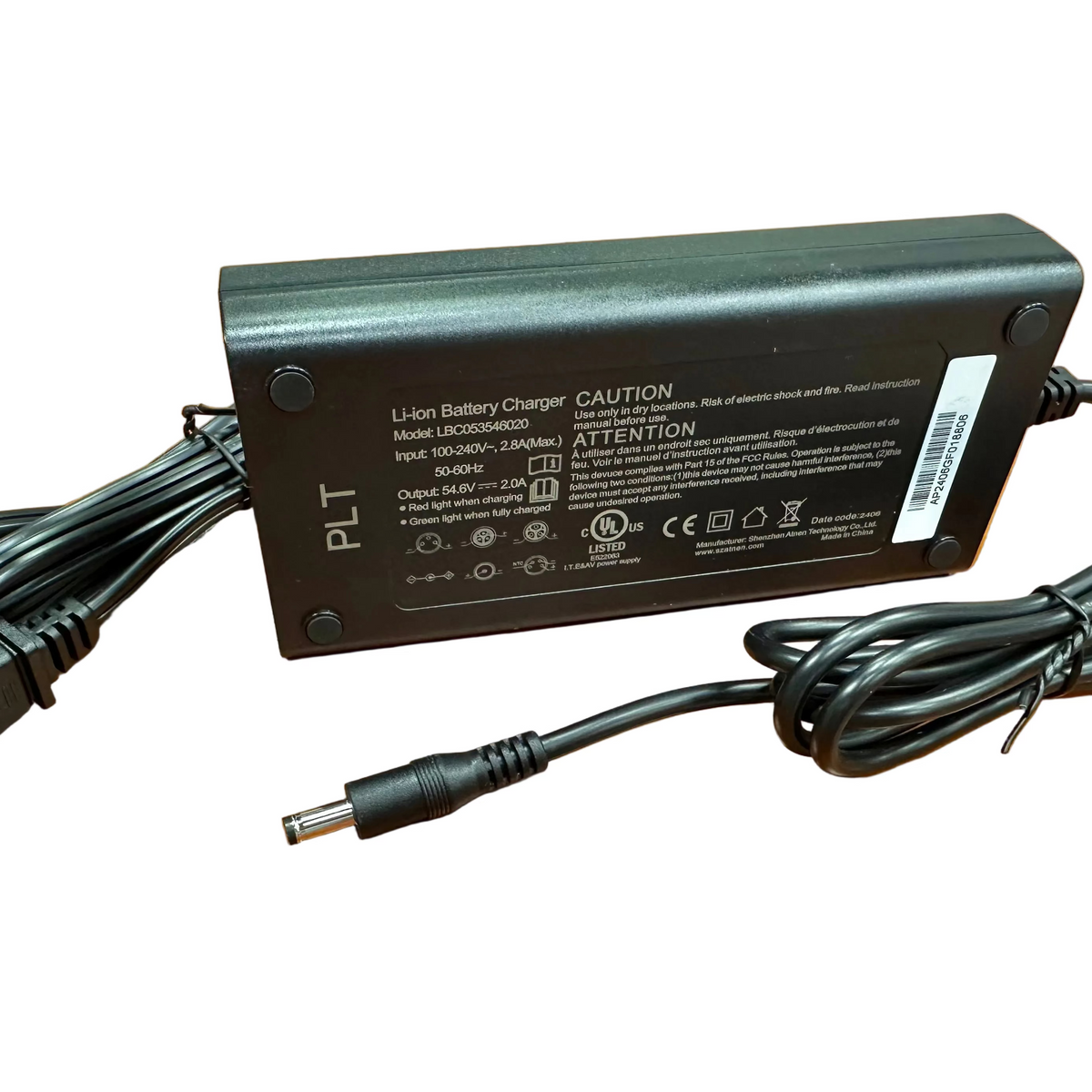 54.6 Volt 2.0 Amp Coaxial Lithium Battery Charger for Caroma P1, P5 ...
