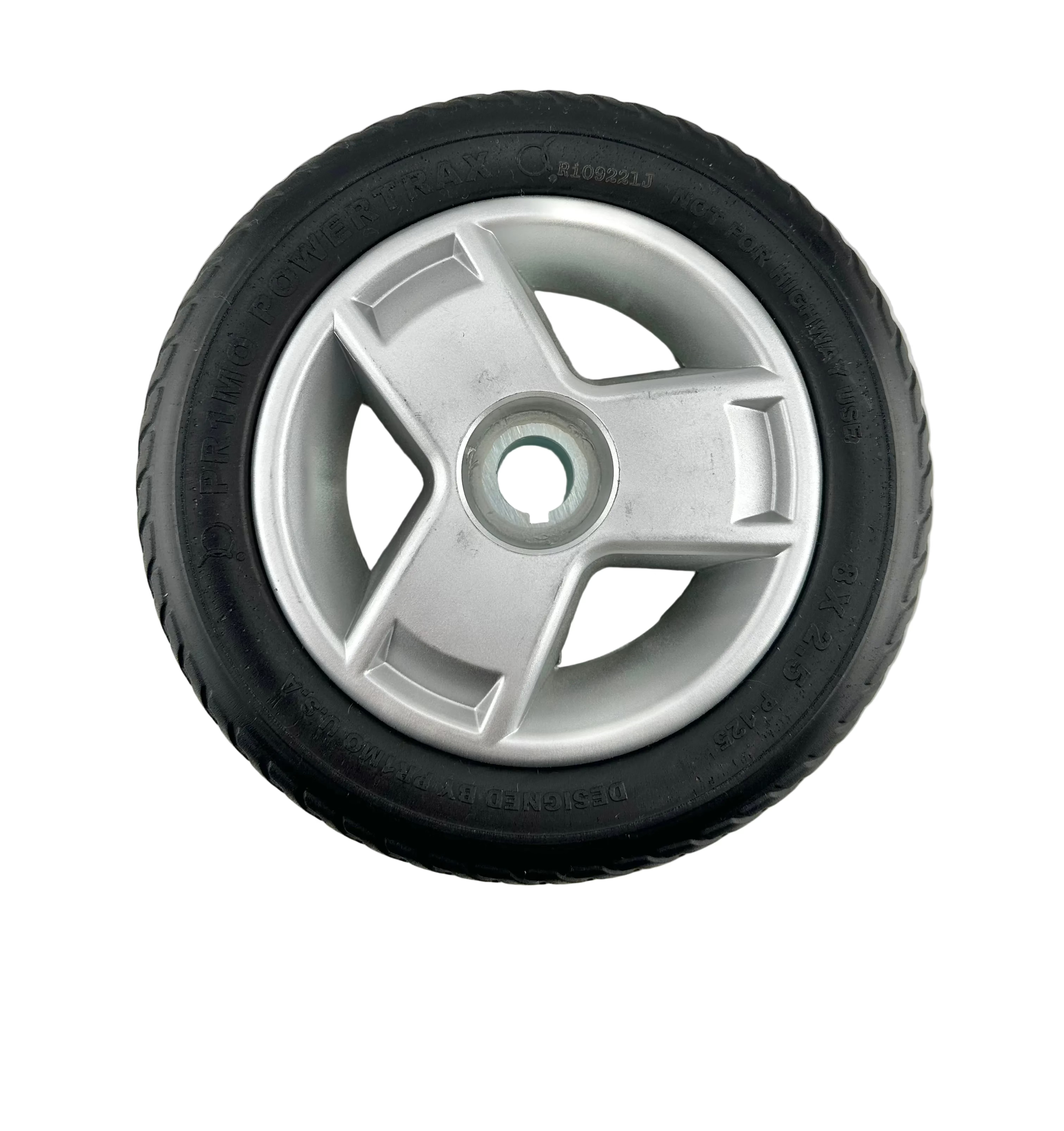 8"x2" (200x50) Black Flat-Free Front Wheel Assembly with Silver Tri-Sp ...