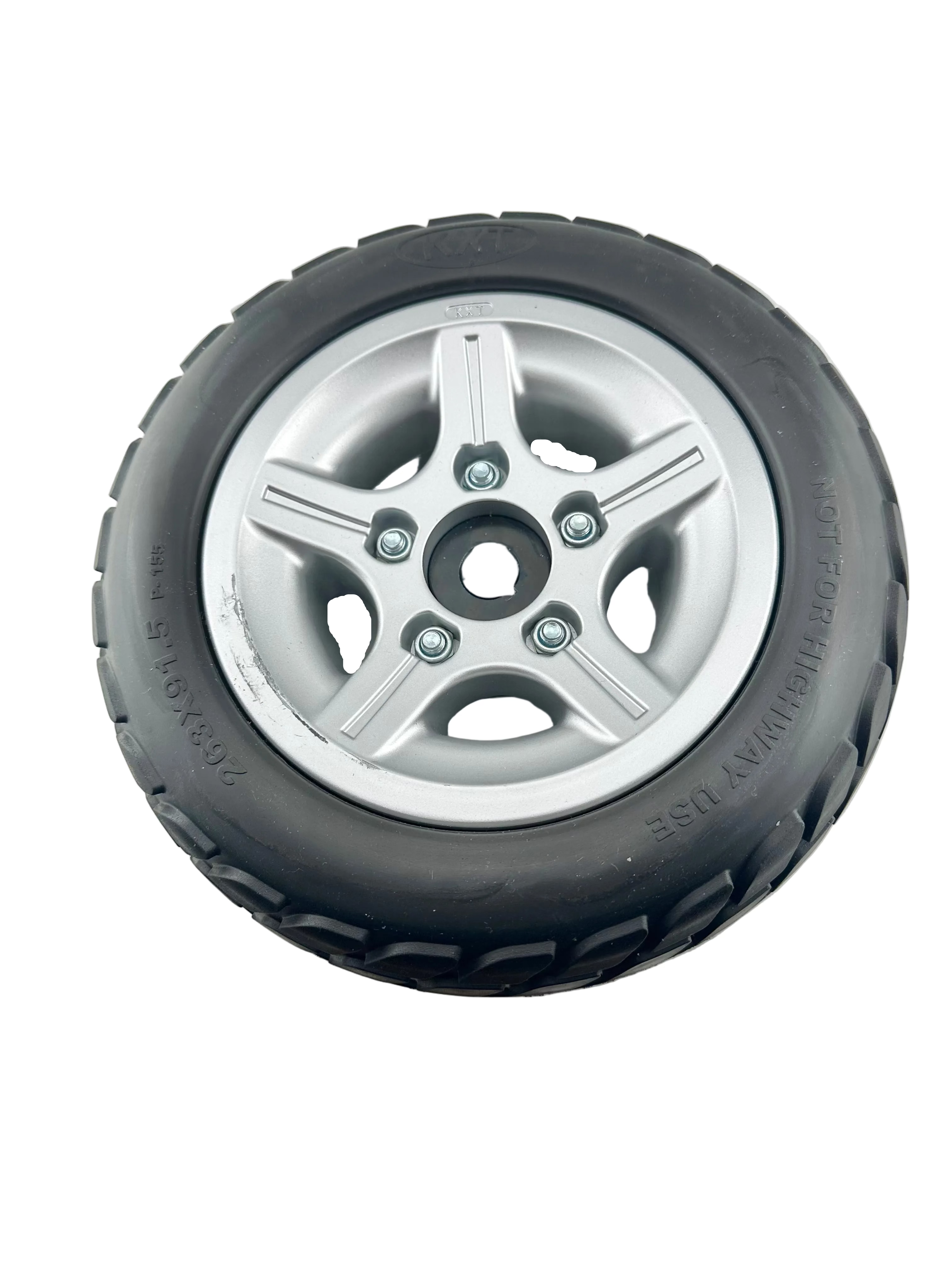 Rear Wheel Assembly with Black Flat-Free Tire and Aluminum 2 Piece Rim ...