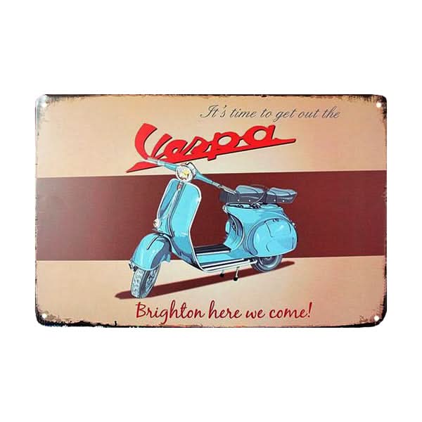 12" x 8" Retro Mod Vespa Scooter Metal Sign – Monster Scooter Parts